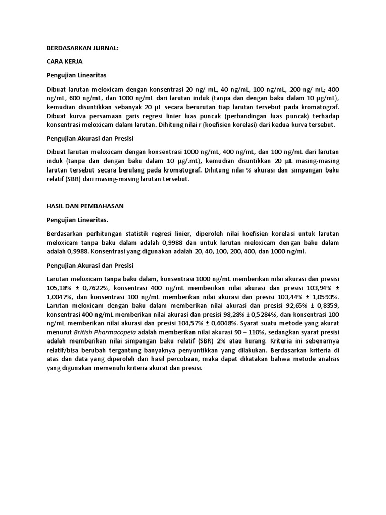 Pengujian Linearitas, Presisi, Dan Akurasi | PDF