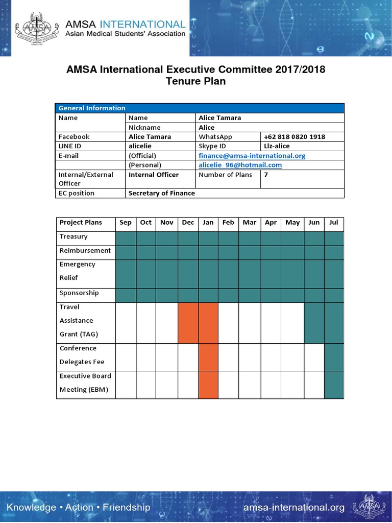 AMSA International Executive Committee 2017/2018 Tenure Plan | PDF ...
