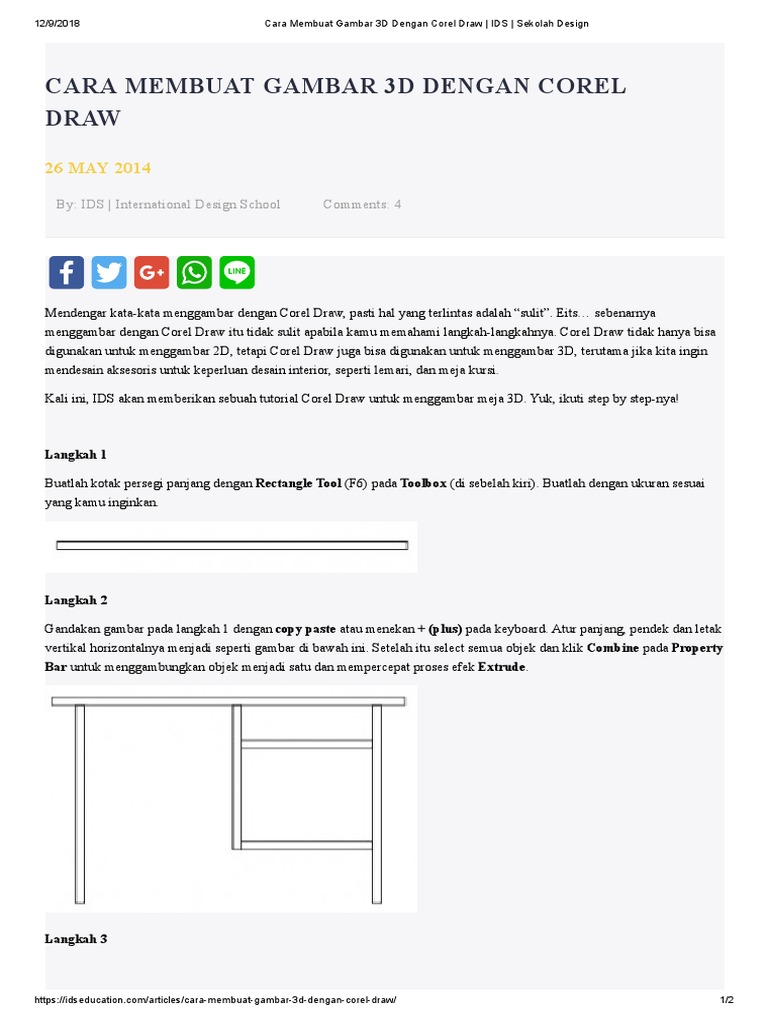 Cara Membuat Gambar 3D Dengan Corel Draw - IDS - Sekolah Design | PDF