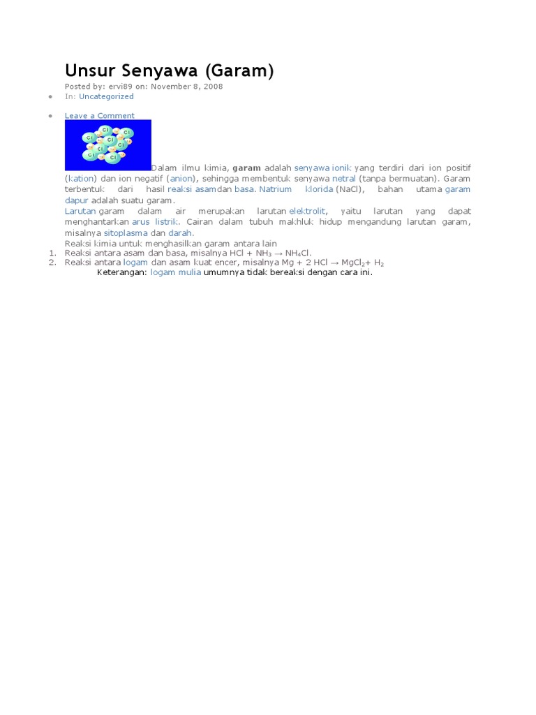 Unsur Senyawa Garam | PDF