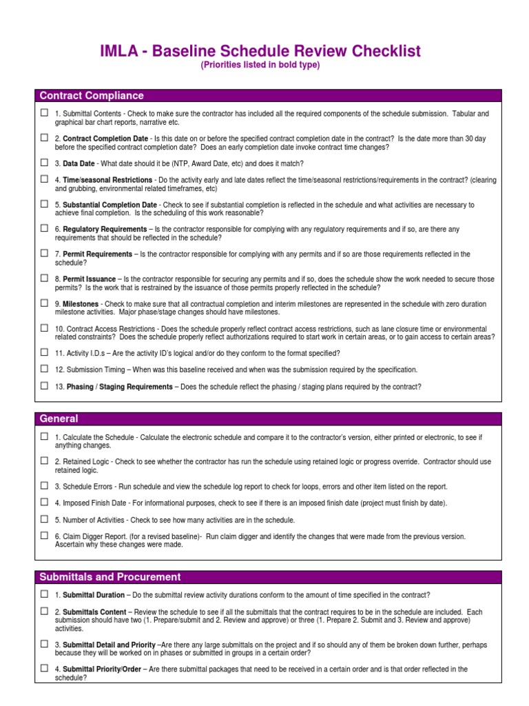 Schedule Review Checklist | PDF | Time | Business