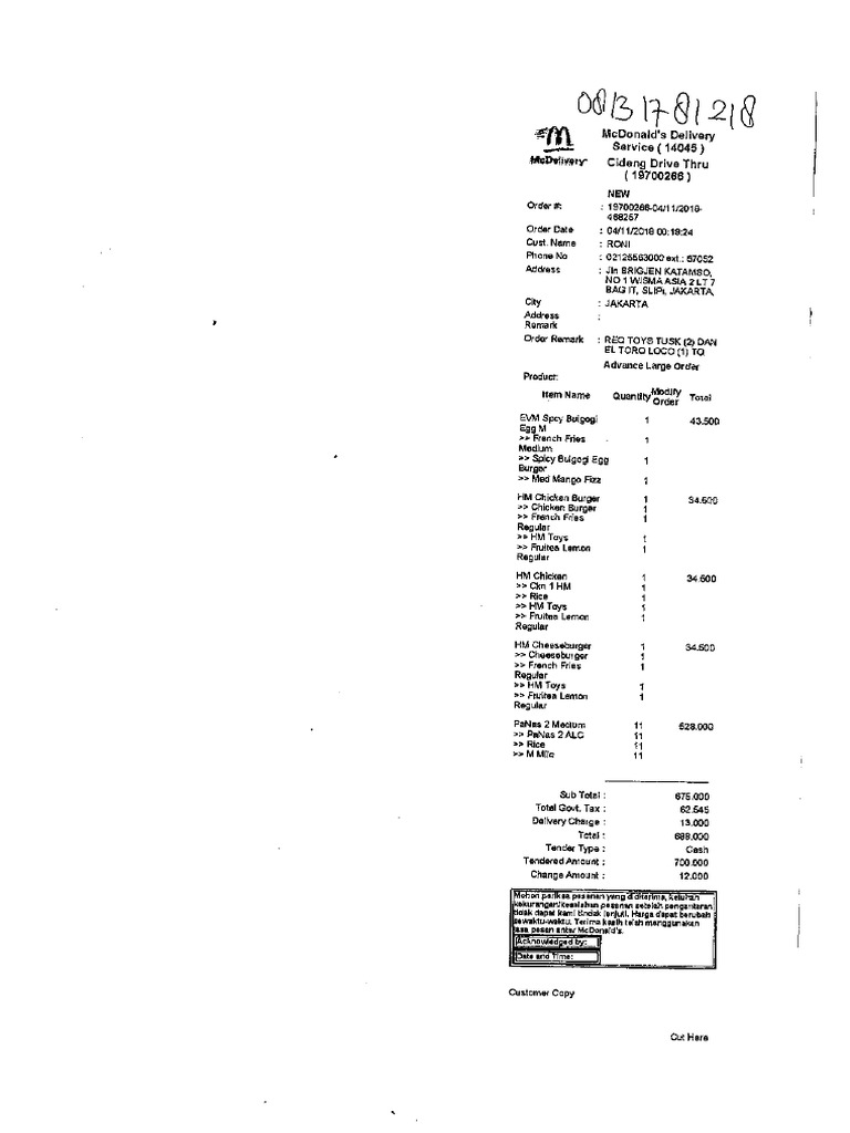 Contoh Struk MCD | PDF