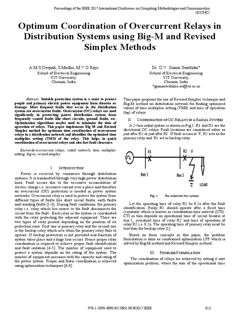 Optimum Coordination of Overcurrent Relays in Distribution Systems ...