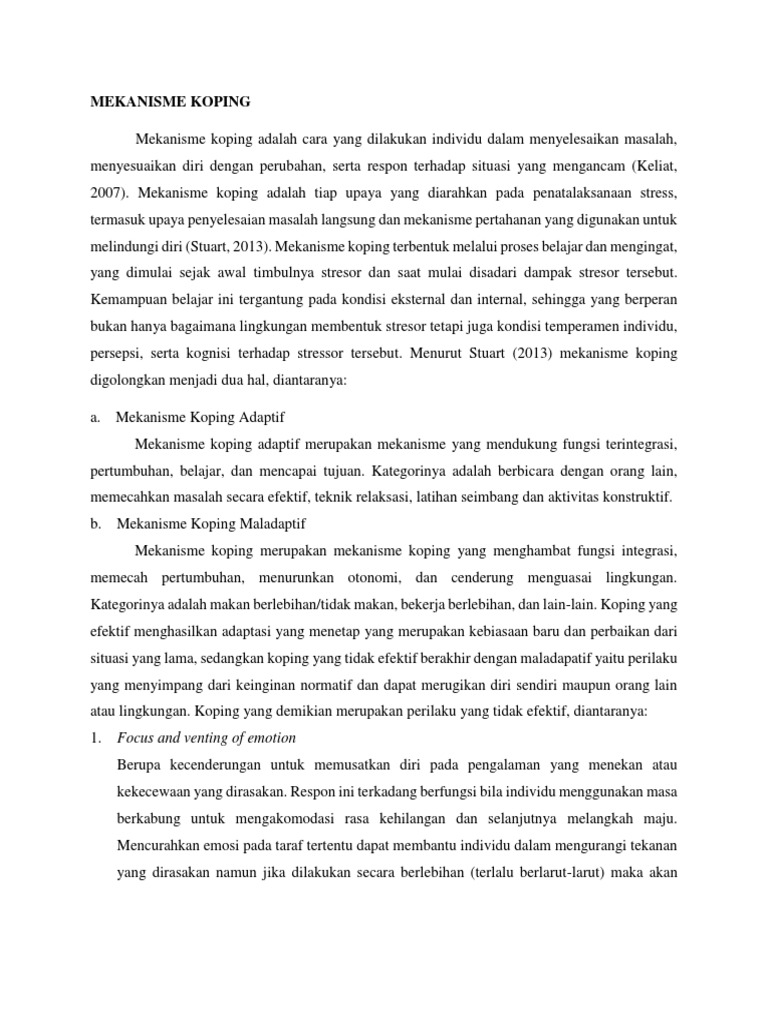 Mekanisme Koping | PDF