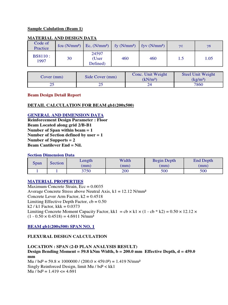Sample Calulation Beam Pdf