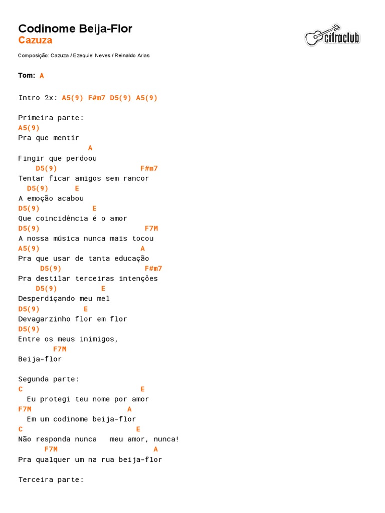 Cifra Club - Cazuza - Codinome Beija-Flor | PDF