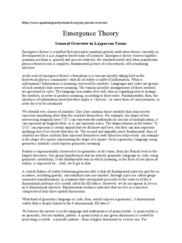 Emergence Theory: Quantum Gravity Explained | PDF | Lattice (Group ...