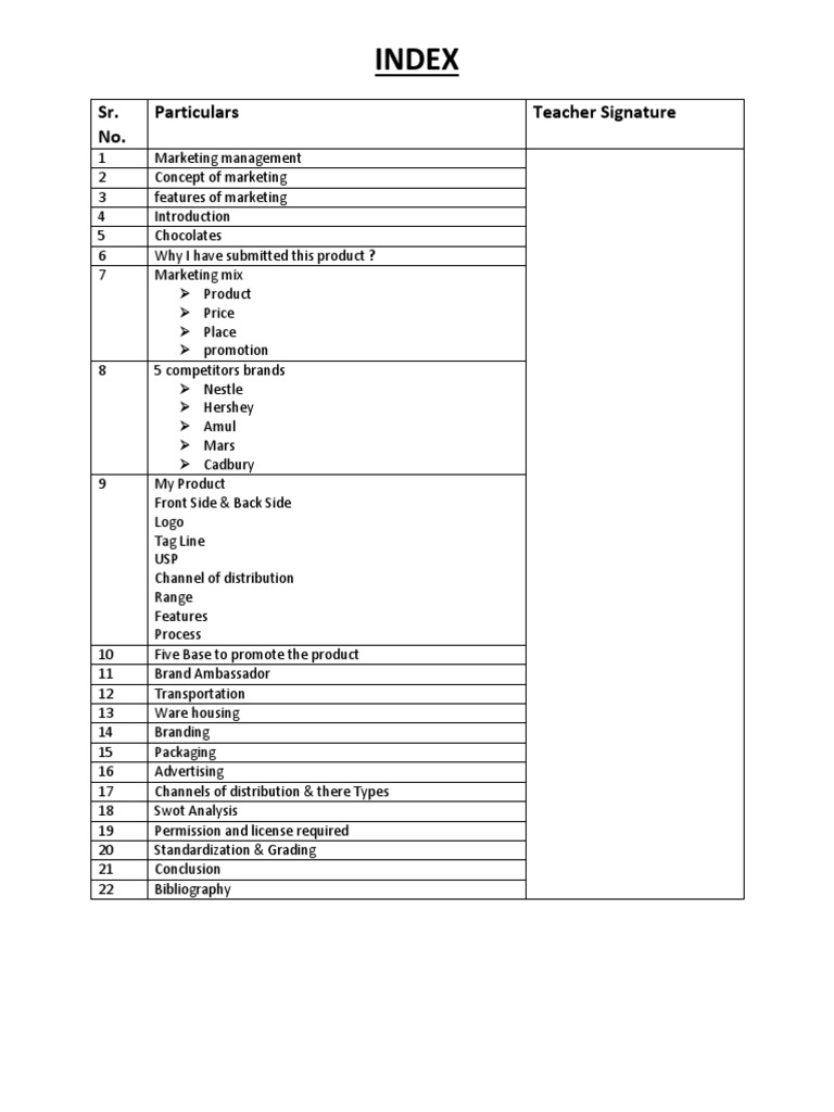 Index: Sr. No. Particulars Teacher Signature | PDF | Business