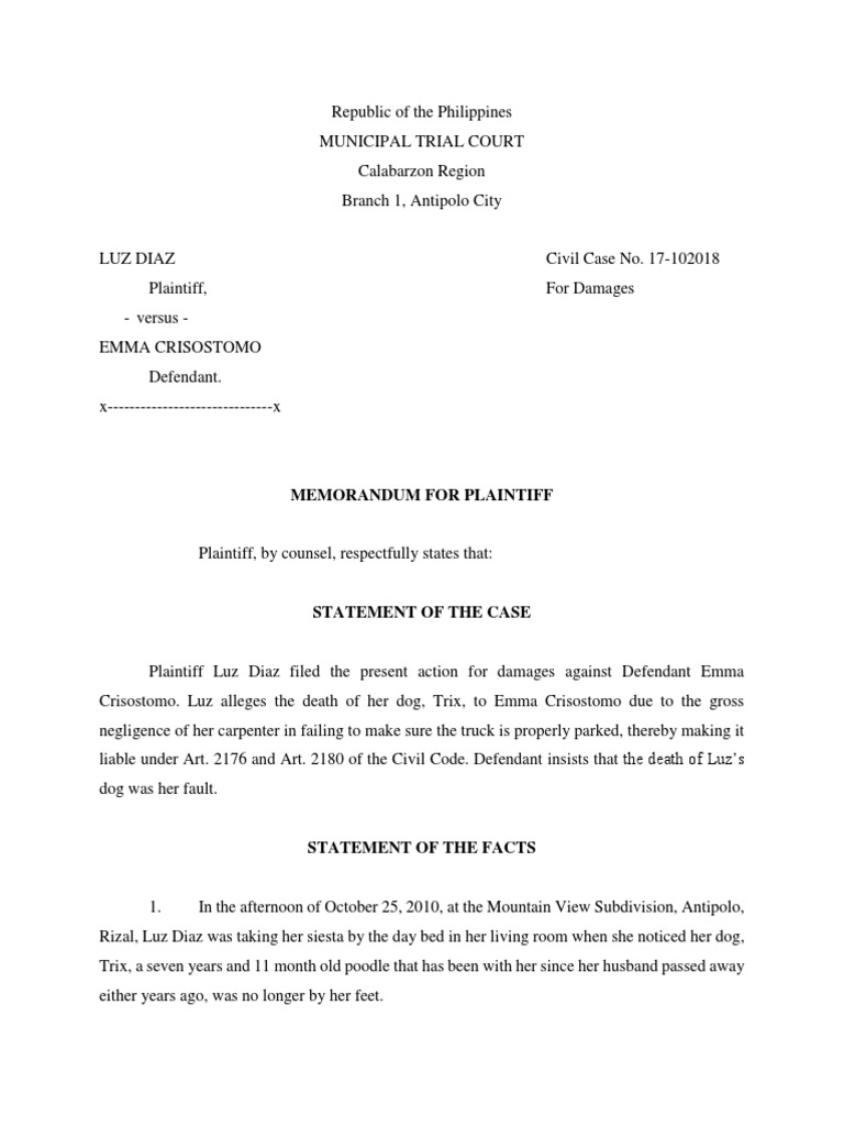 Legal Memorandum | PDF | Negligence | Damages