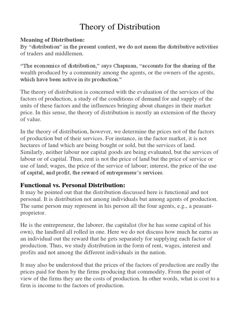 Theory of Distribution | PDF | Labour Economics | Perfect Competition