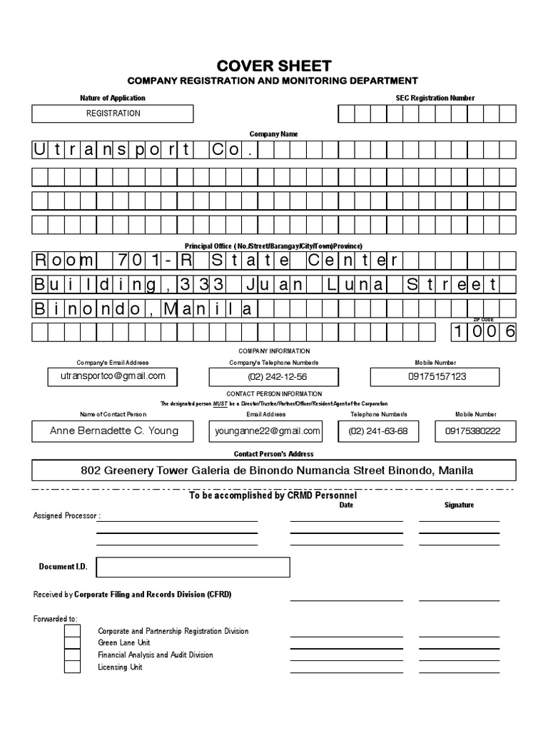 Coversheet Utransport Co Partnership | PDF | Business