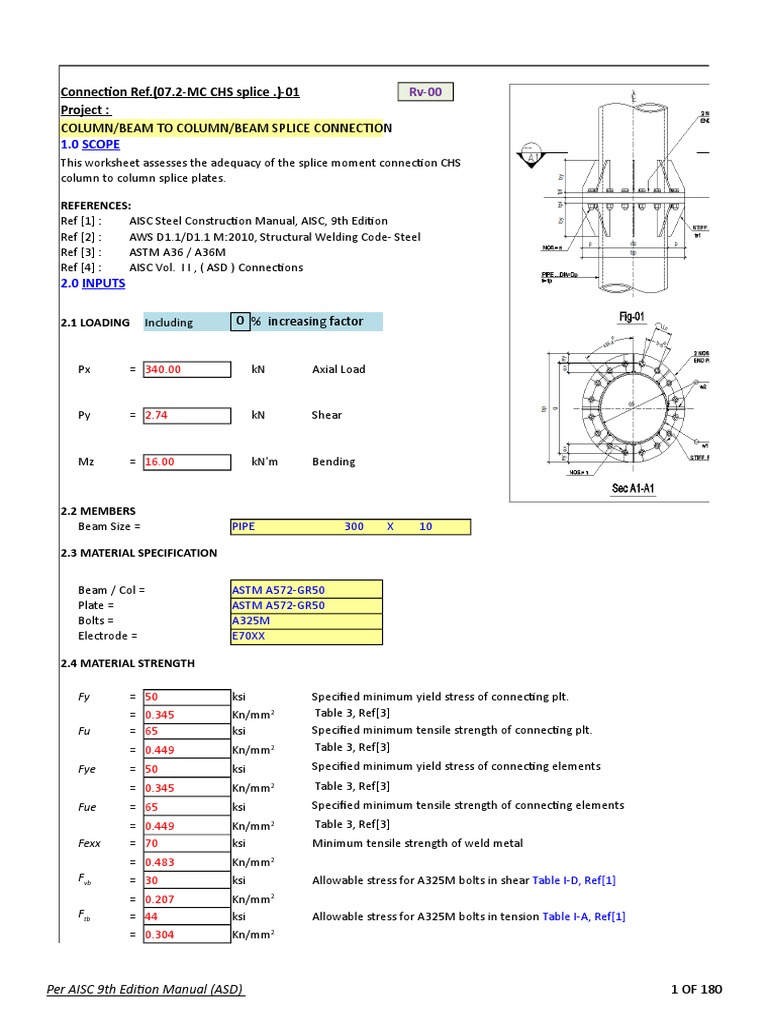 Splice Connection CHS | PDF | Beam (Structure) | Screw