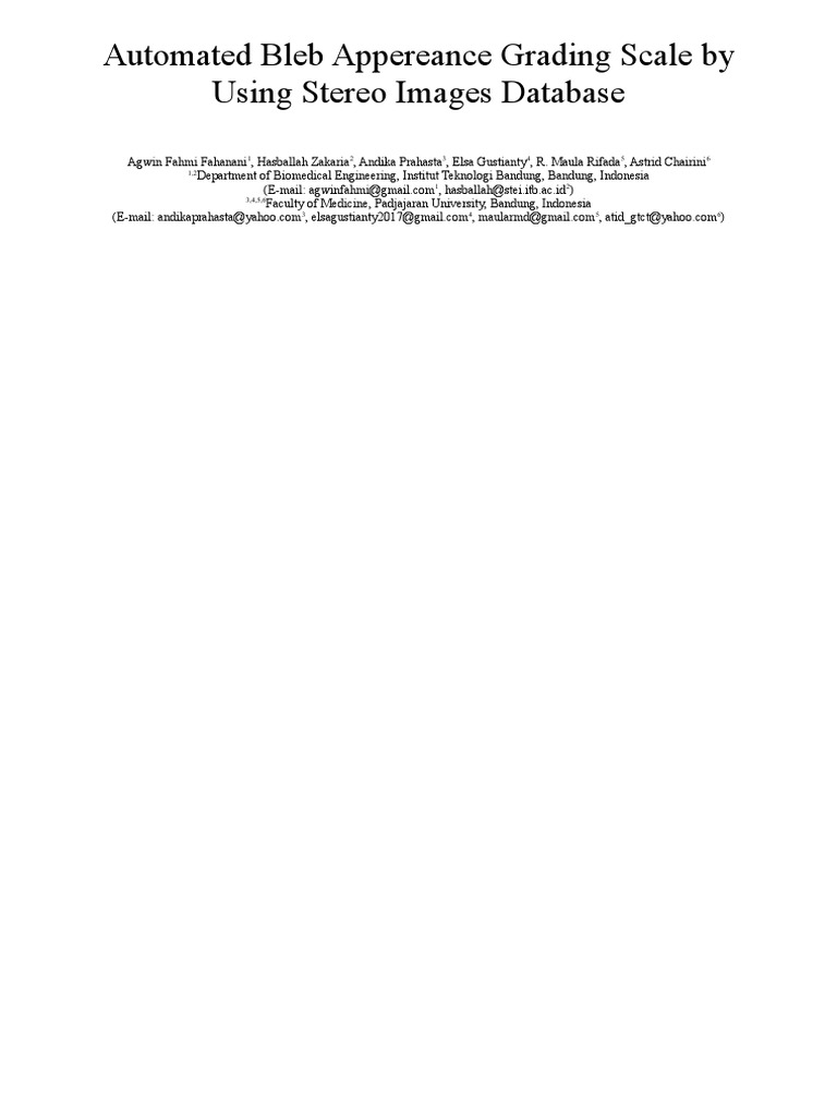 Automated Bleb Appereance Grading Scale by Using Stereo Images Database ...