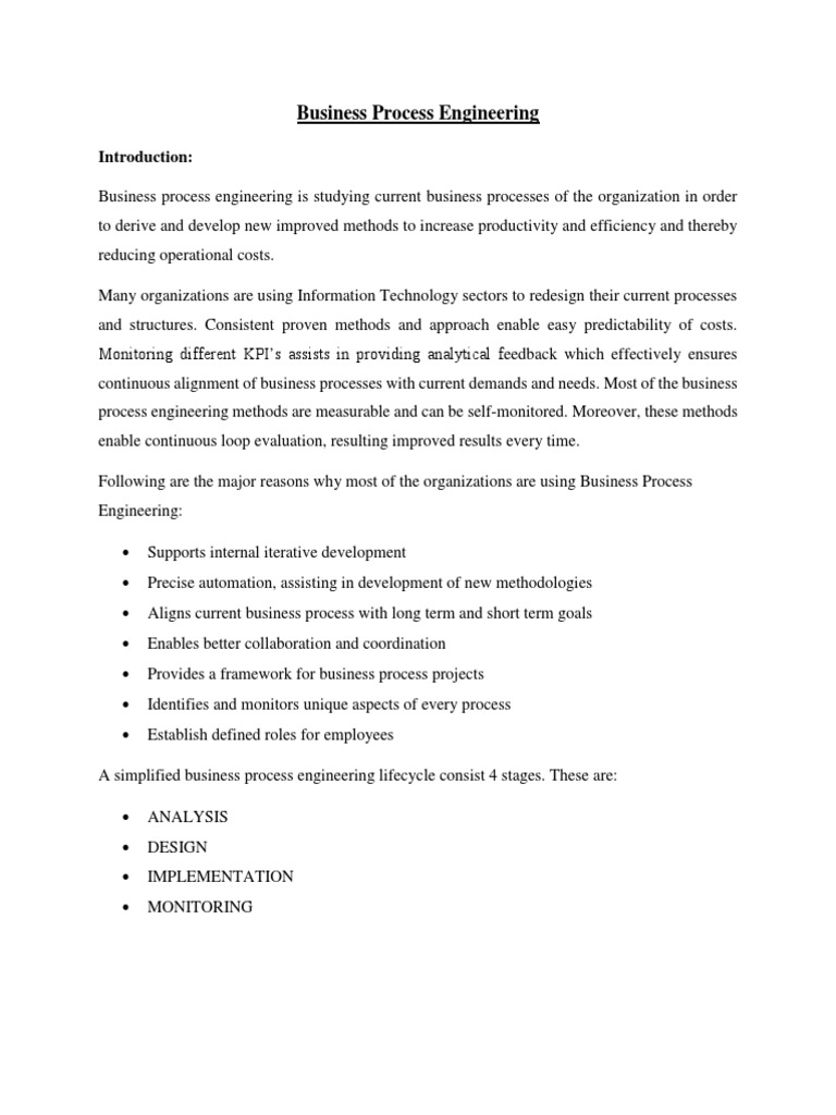 Business Process Engineering | PDF | Business Process | Innovation