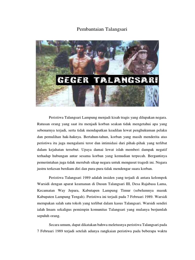 Pembantaian Talangsari | PDF | Politik | Fiksi Misteri, Thriller ...