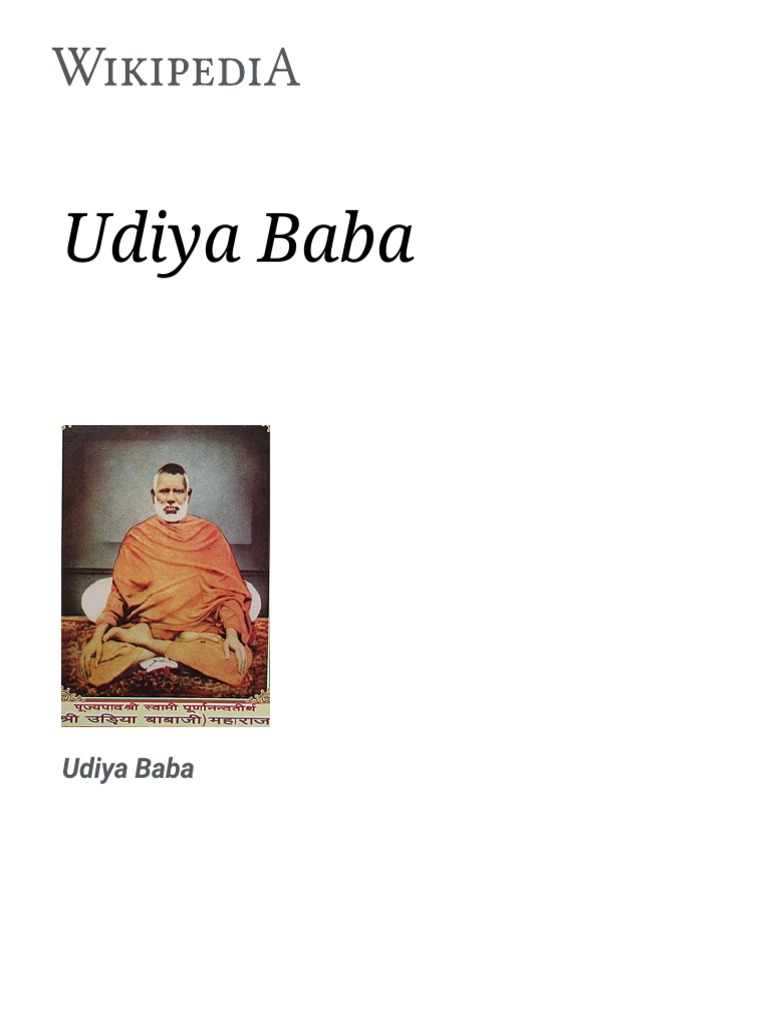 Udiya Baba (1875 – 1948): A Life Dedicated to Service and the ...