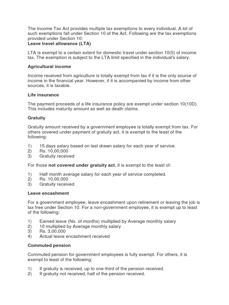 Section 10 Exempt | PDF | Pension | Tax Exemption