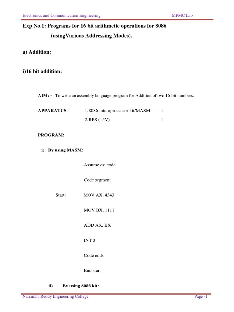 Mpi ECE Manual PDF | PDF | Assembly Language | Digital To Analog Converter