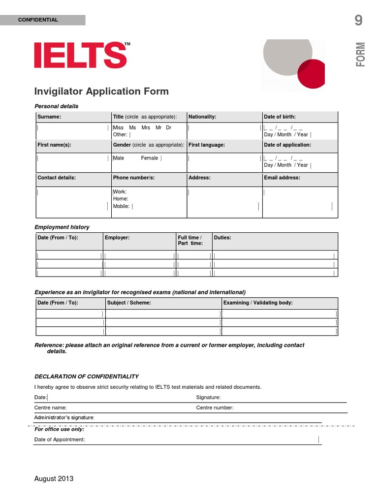 Invigilator Application Form PDF | PDF