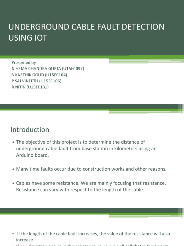 Underground Cable Fault Detection Using Iot Relay Switch