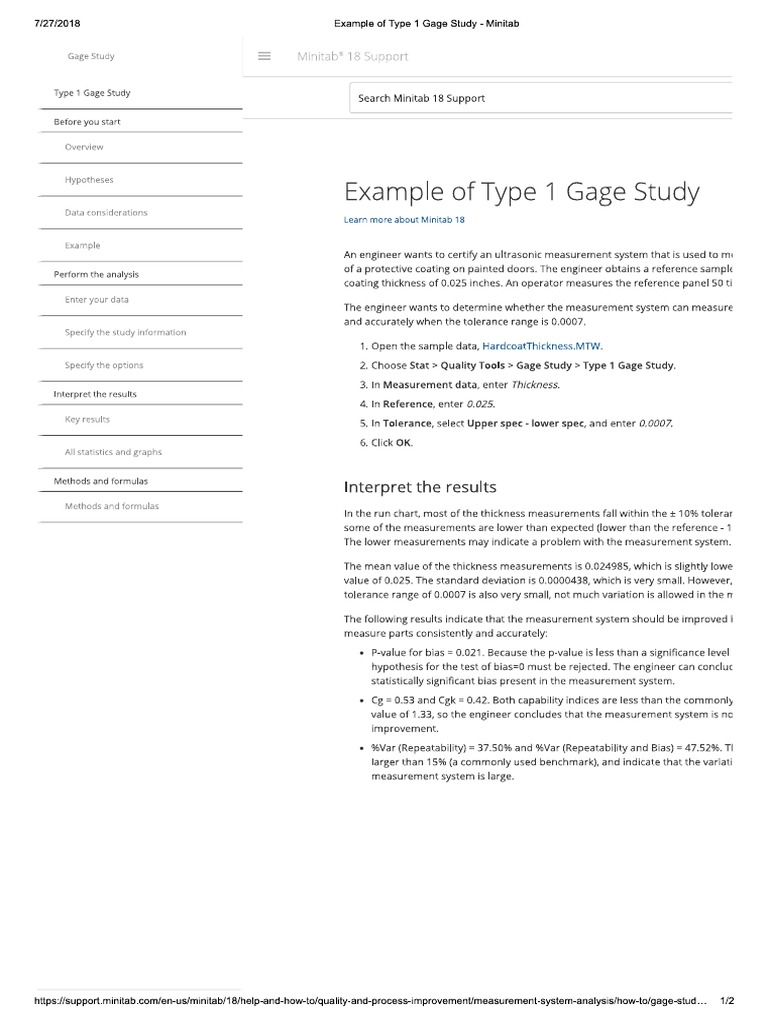 Type 1 Gage Study Repeatability PDF | PDF