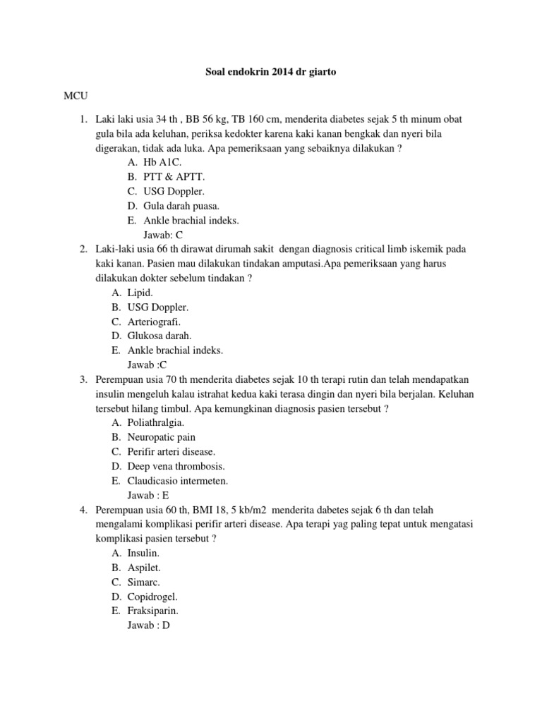 Soal Endo PPDS 2014 | PDF