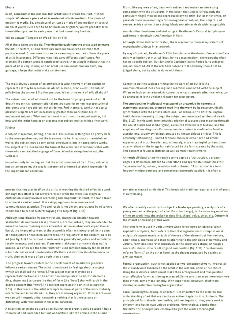 Understanding the Relationship Between Subject, Content, and Form in ...