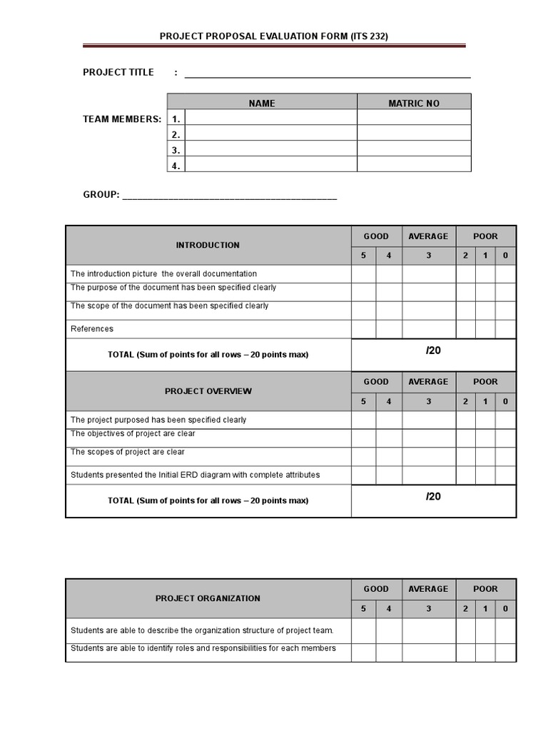 Project Proposal Evaluation Template | PDF | Business