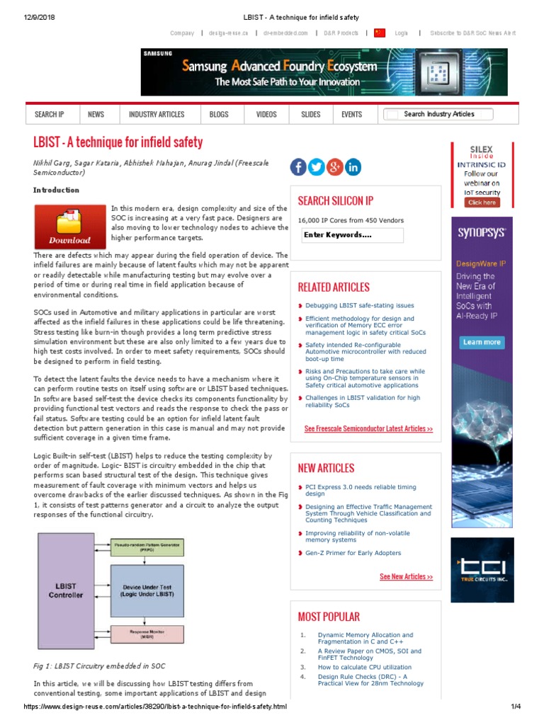 LBIST - A Technique For Infield Safety | PDF | System On A Chip ...