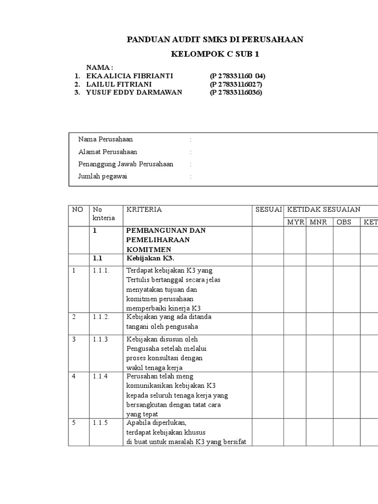 Form Audit Smk3 | PDF