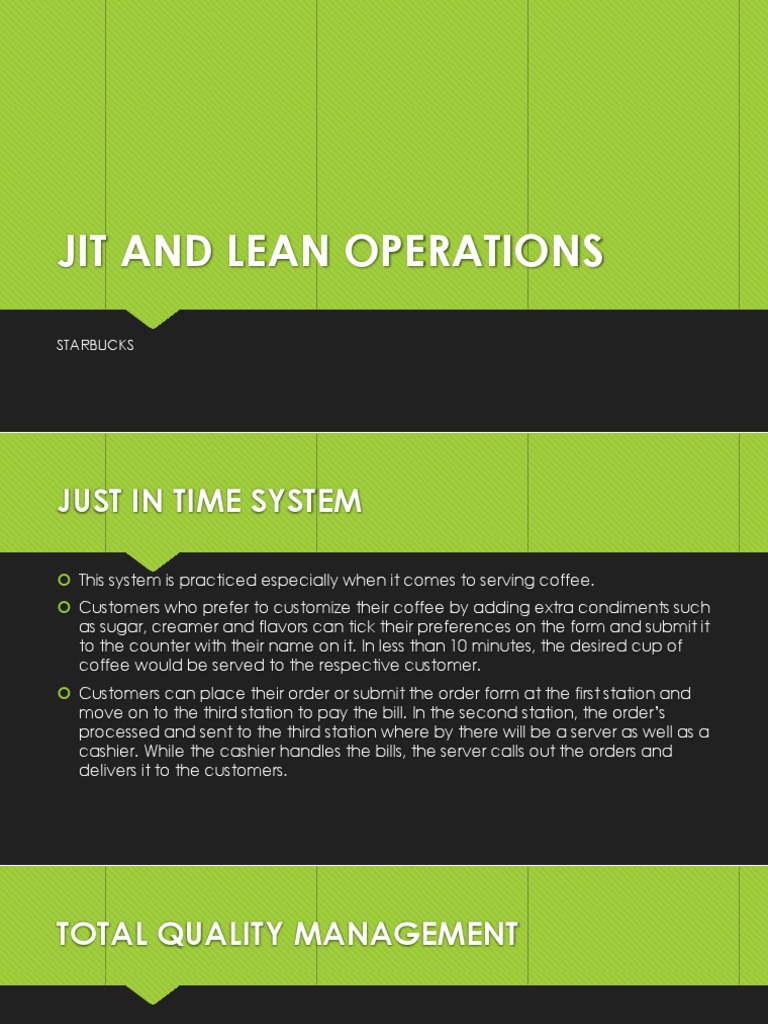 Jit and Lean Operations | PDF | Lean Manufacturing | Starbucks