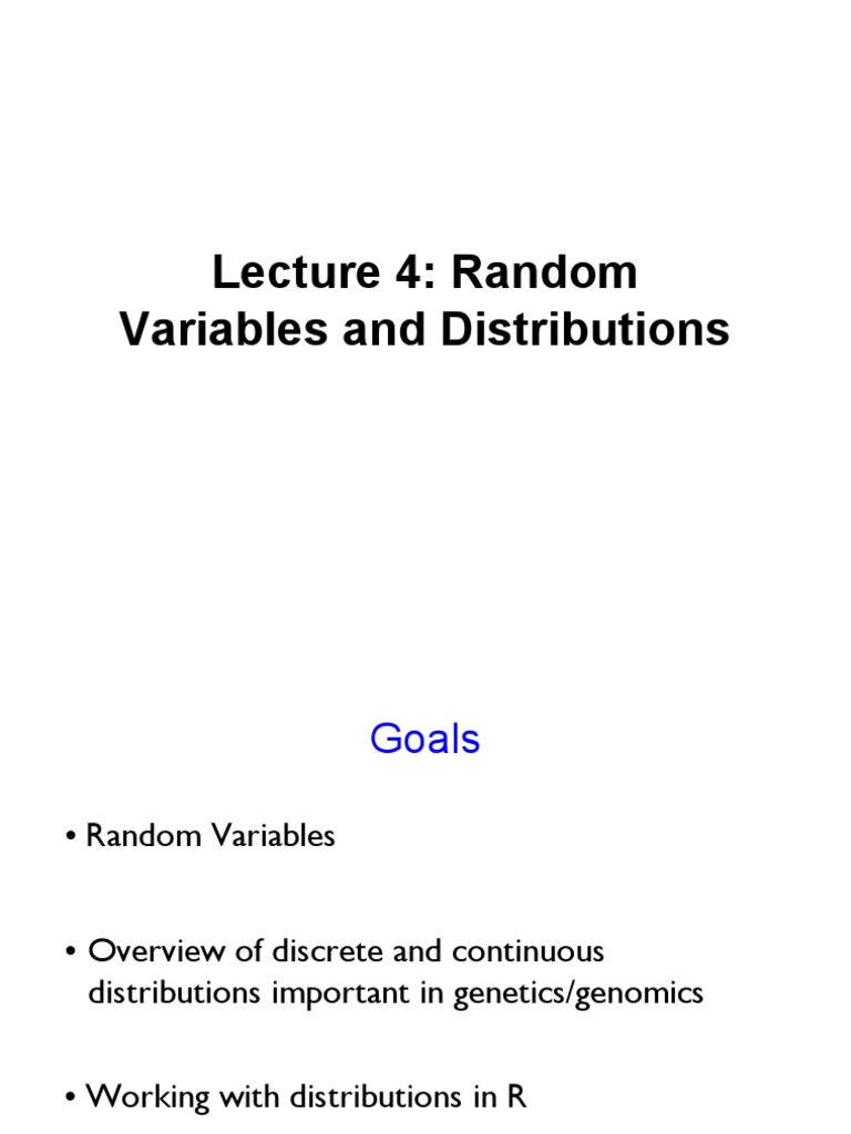 Lecture 4: Random Variables and Distributions | Download Free PDF ...