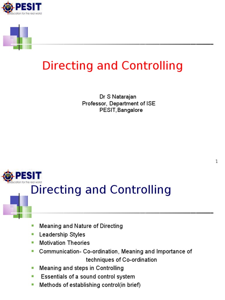 Directing and Controlling-New | Download Free PDF | Leadership | Motivation