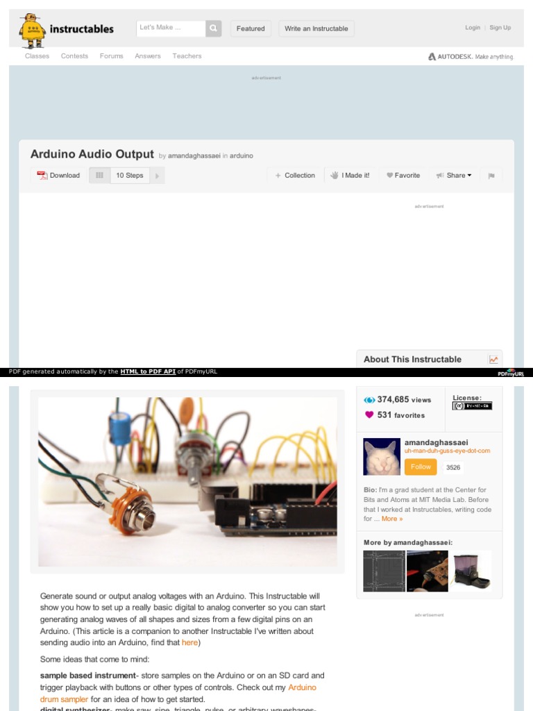 Arduino Audio Output | PDF | Operational Amplifier | Low Pass Filter