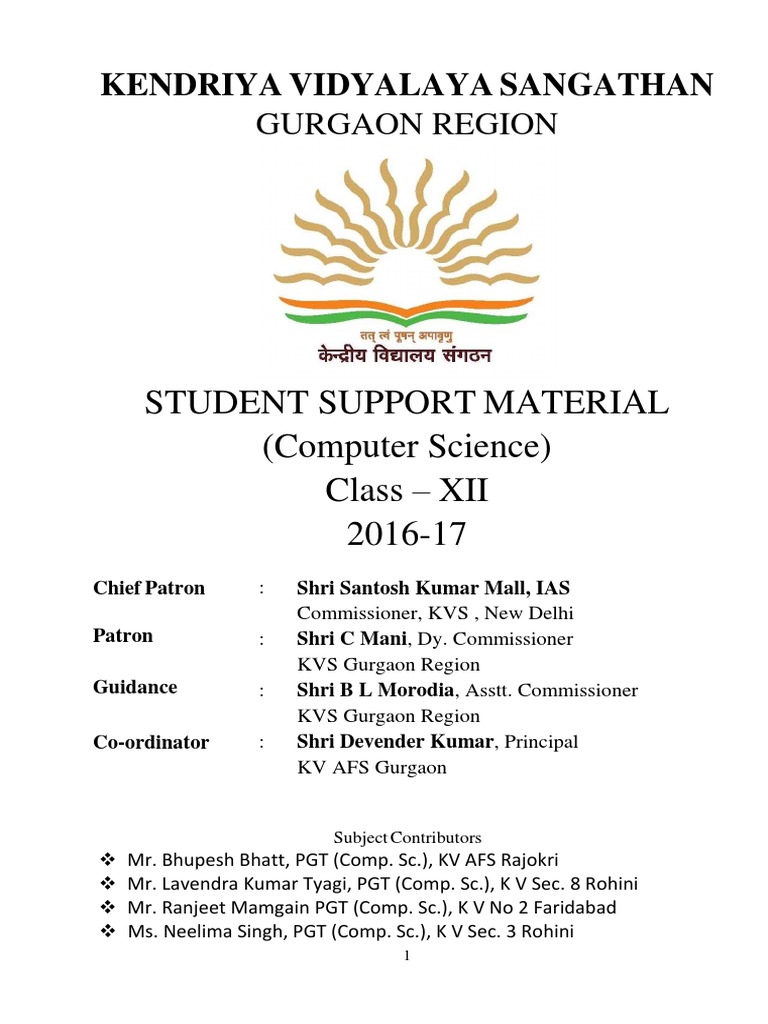 Ssm Computer Science Xii 2016 Pdf Parameter Computer Programming Class Computer