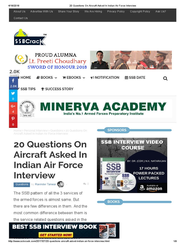 20 Questions On Aircraft Asked in Indian Air Force Interview | PDF ...