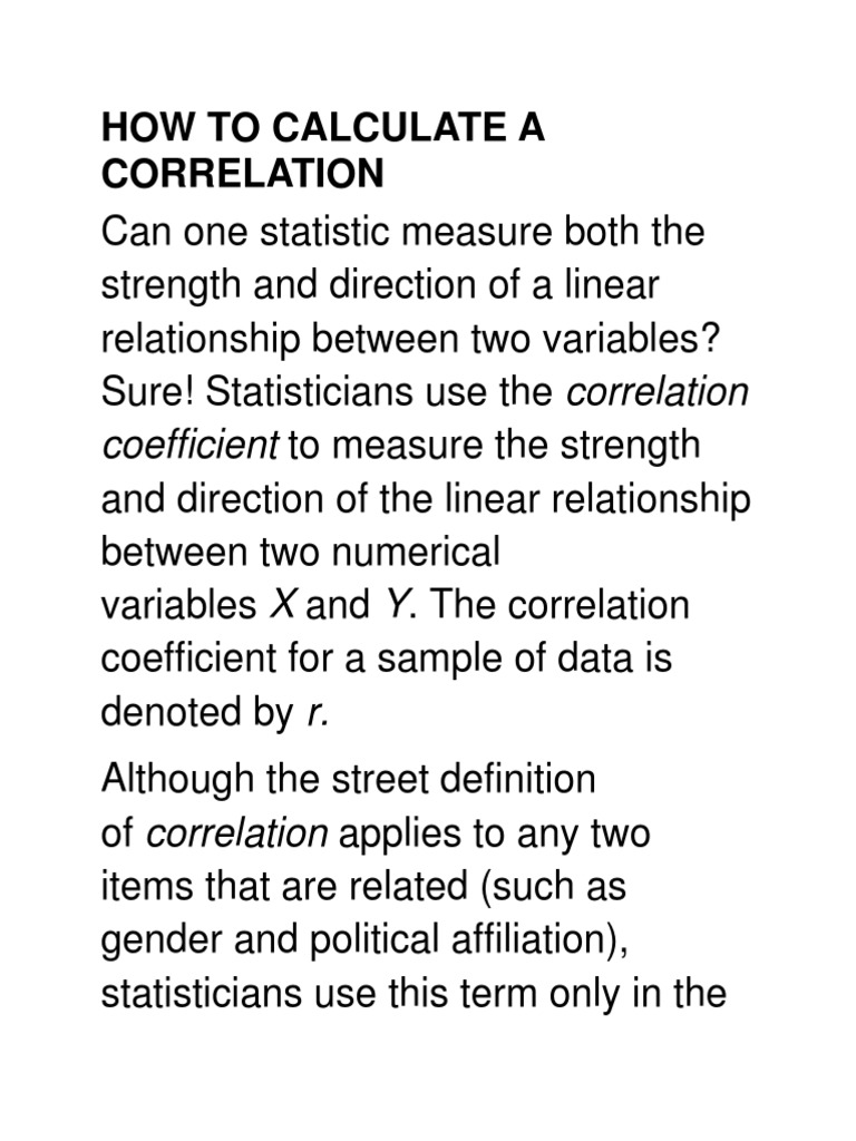 How To Calculate A Correlation | PDF | Data Analysis | Descriptive ...
