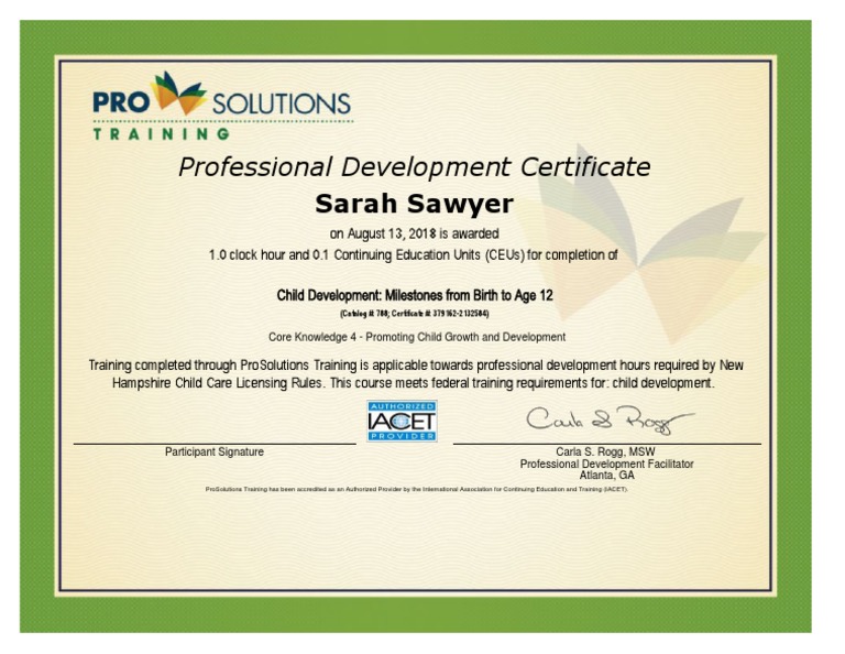 Child Development Training Certificate | PDF