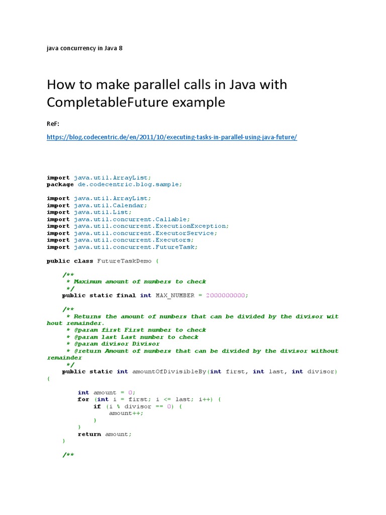 Parallel Calls In Java With Completablefuture Pdf Concurrent Computing Computer Science