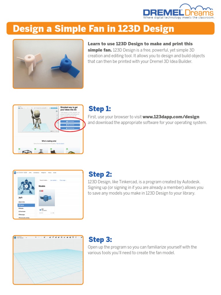 Build A Model With 123D Design | PDF | 3 D Computer Graphics | 3 D Modeling