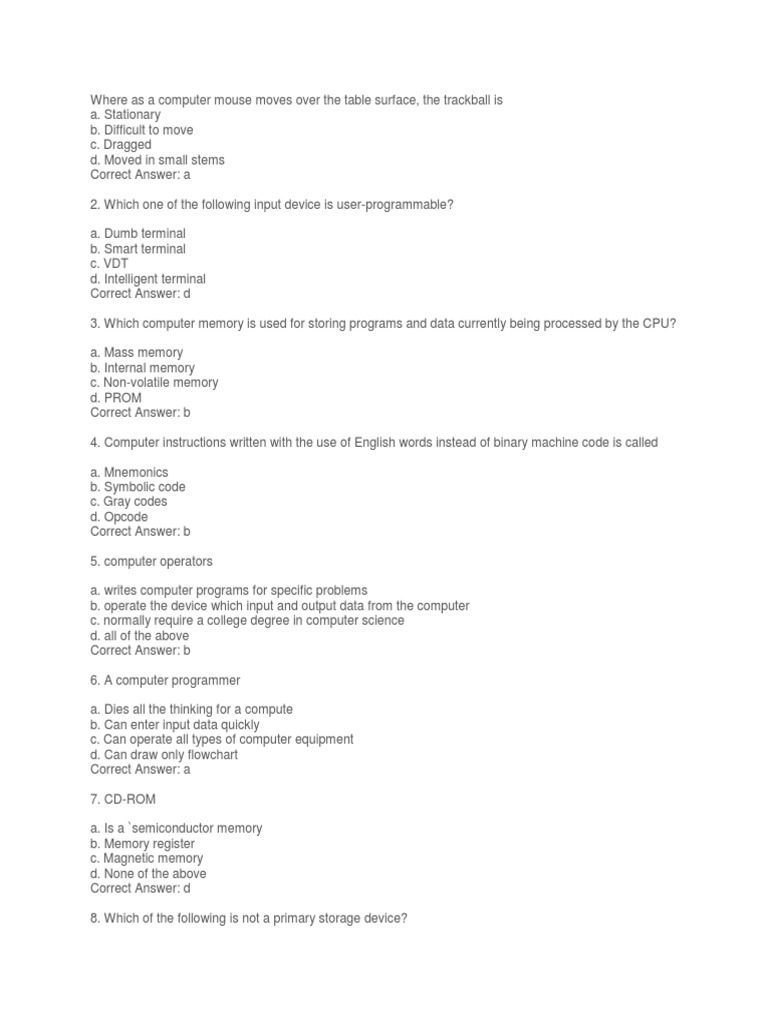 MCQ Data Entry | PDF | Computer Data Storage | Computer Science