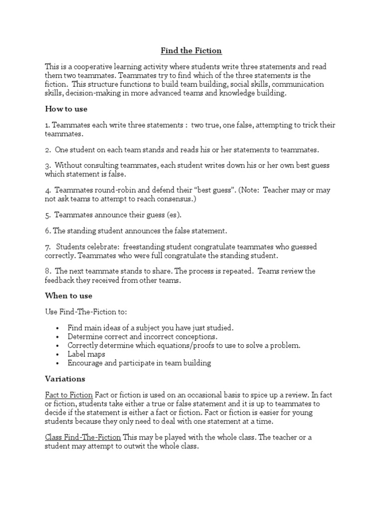 Kagan Find The Fiction | PDF