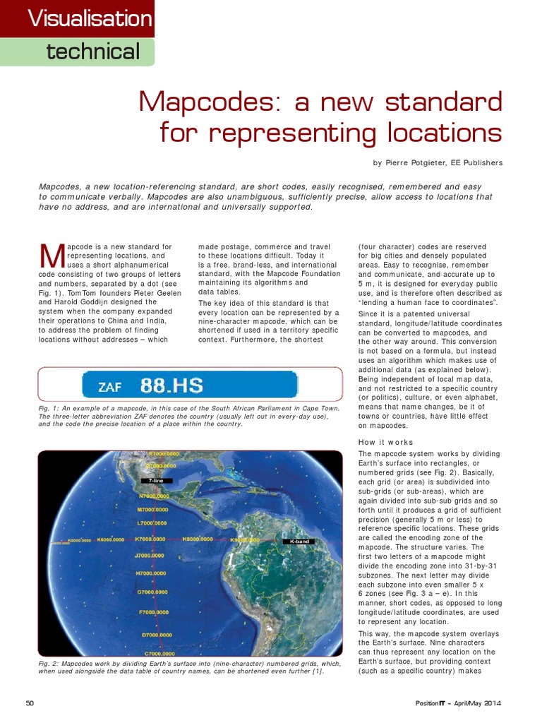 Mapcodes A New Standard For Representing Locations | PDF | Code | Notation