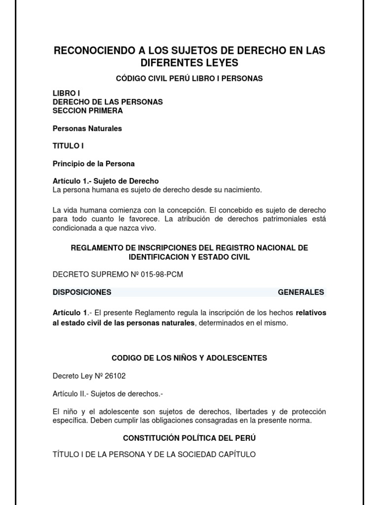 Código Civil Perú Libro I Personas | PDF | Invalidez | Justicia