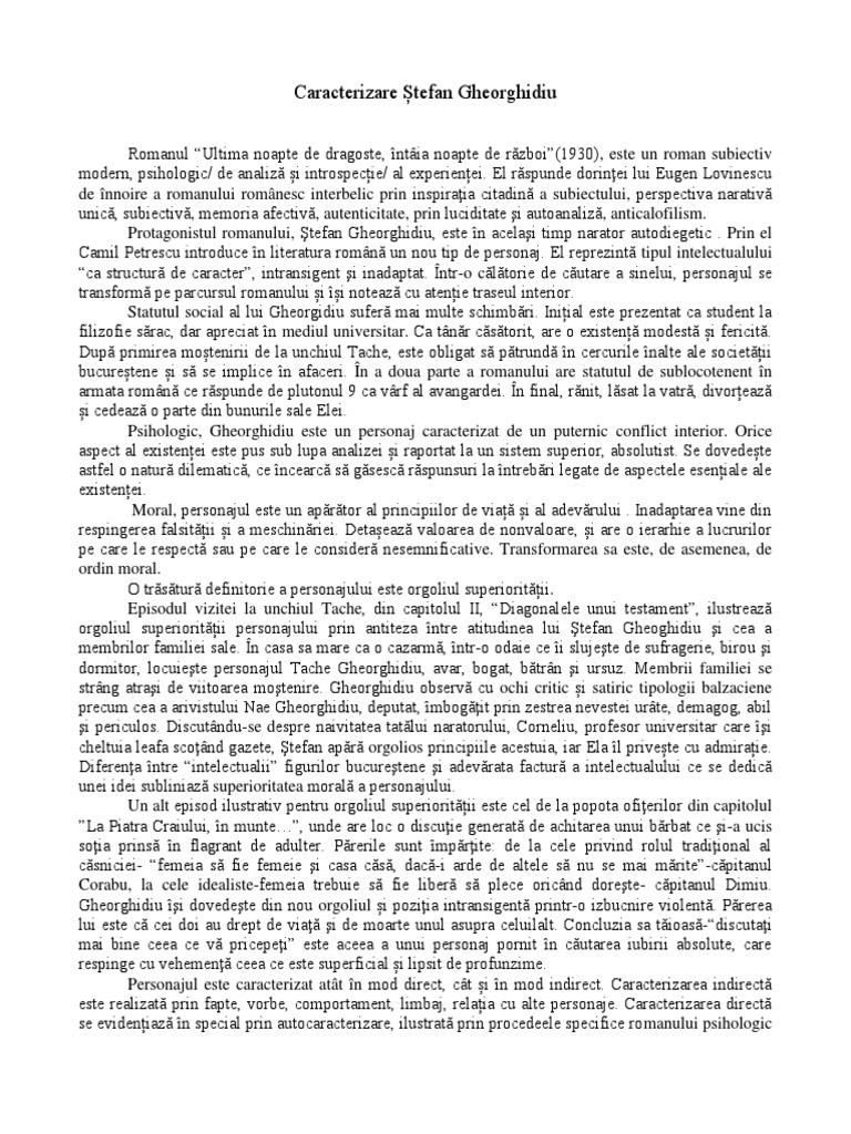 Caracterizare Stefan Ghiorghidiu | PDF