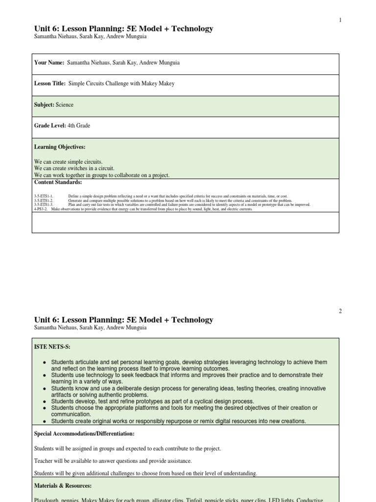 Makerspace 5e Lesson Plan | PDF | Prototype | Design