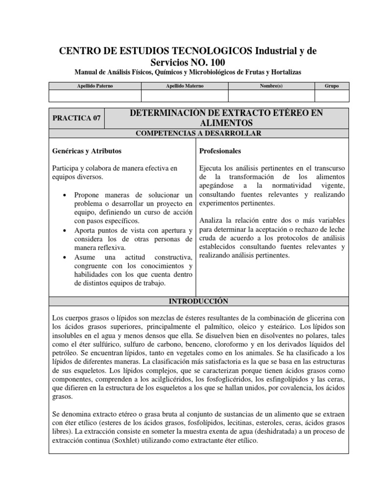Extracto Etereo | PDF | Lípido | Sustancias químicas
