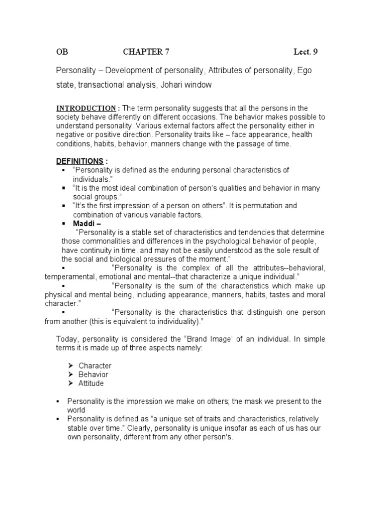 Ob Chapter 7 Lect. 9 | PDF | Attitude (Psychology) | Human Nature