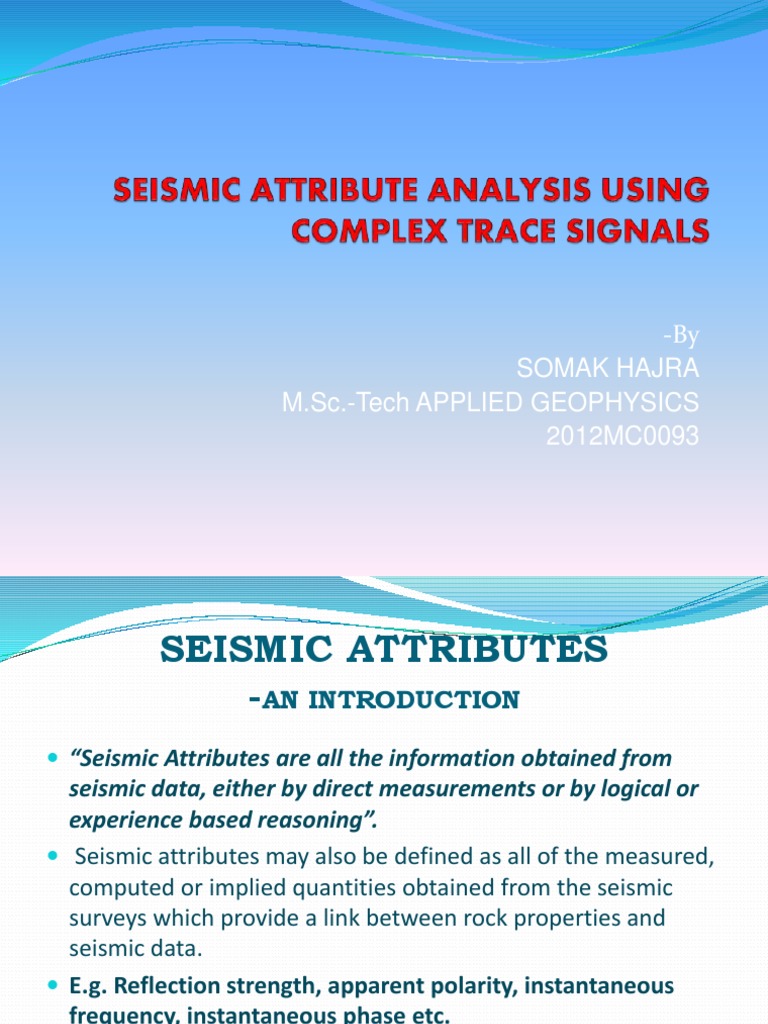 Seismic Attribute Analysis Overview | PDF | Applied And ...