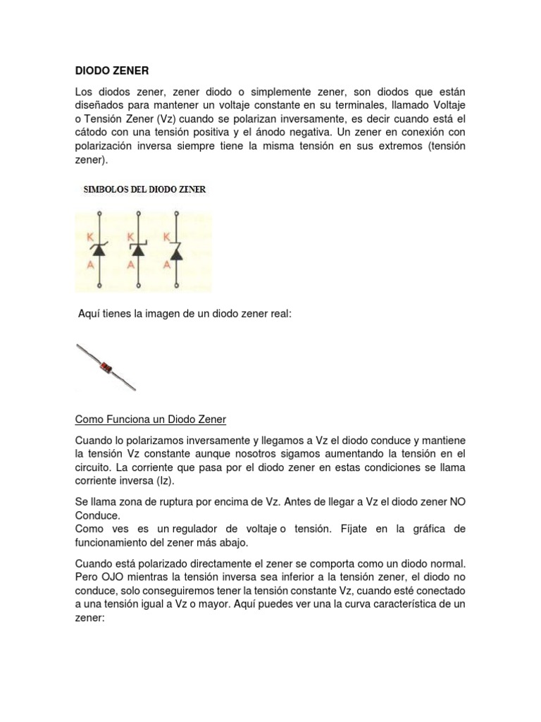 Diodo Zener | PDF | Rectificador | Diodo
